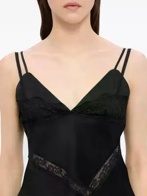 MSGM Lace V-neck Tank Top - Black