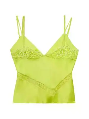MSGM Lace V-neck Tank Top - Green