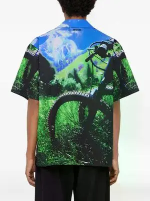MSGM Open-collar Graphic Shirt