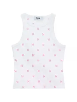 MSGM Monogram Ribbed Tank Top