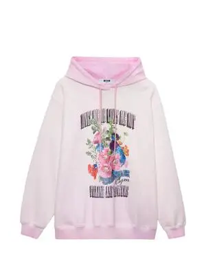 MSGM Floral-print Hoodie - Pink
