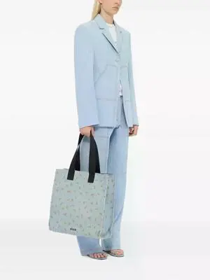 MSGM Floral-print Tote Bag - Blue