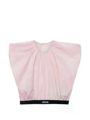 MSGM Logo-print Cropped Blouse