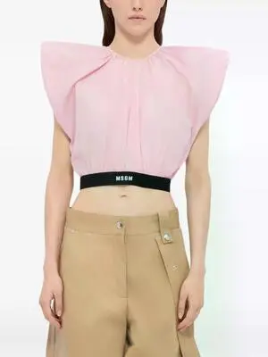 MSGM Logo-print Cropped Blouse