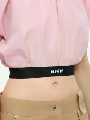 MSGM Logo-print Cropped Blouse