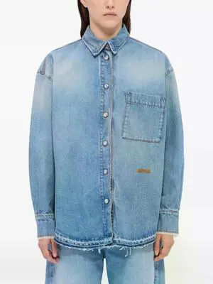 MSGM Logo-embroidered Denim Shirt