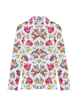 MSGM Floral-pattern Shirt - White