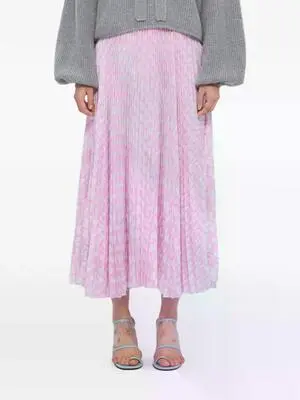 MSGM Pleated Patterned Maxi Skirt