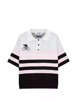 MSGM Striped Polo Shirt - Black