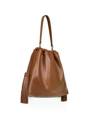 Etro Kalispera Leather Shoulder Bag With Tassels - Brown