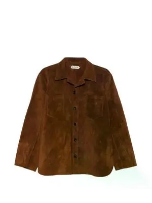 BODE Patch Pocket Suede Overshirt - Brown