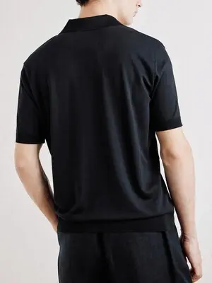 Altea Pierre Lyocell And Cotton-blend Polo Shirt - Black