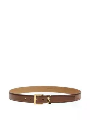 Saint Laurent Cassandre Leather Belt - Brown