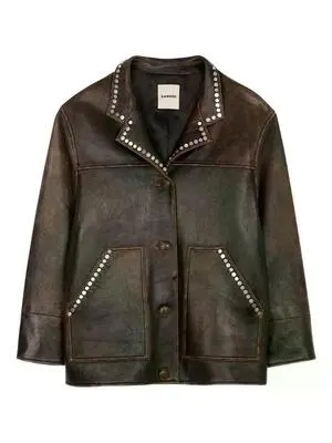 Sandro Leather Jacket - Brown