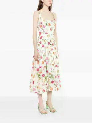 Carolina Herrera Poppy-print Midi Dress - Neutrals