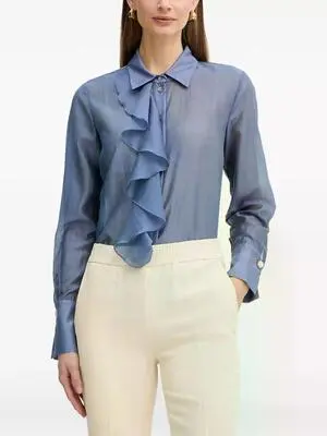 FRACOMINA Ruffled Buttoned Shirt - Blue
