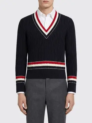 Thom Browne Cotton V-neck Jumper - Navy