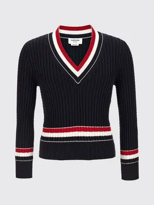 Thom Browne Cotton V-neck Jumper - Navy