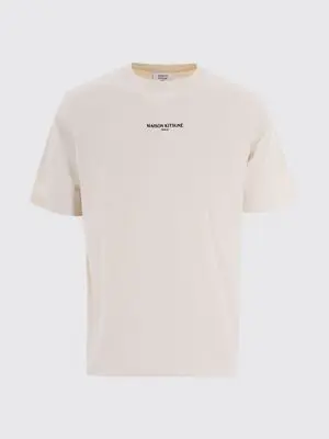 Maison Kitsuné Cotton T-shirt With Mini Logo - Beige