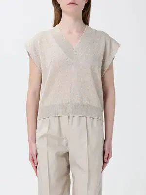 Brunello Cucinelli V-neck Fine Knit Vest - Beige