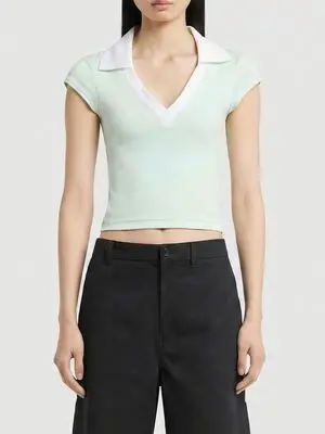 COURREGES Cropped Polo Shirt - Gnawed Blue