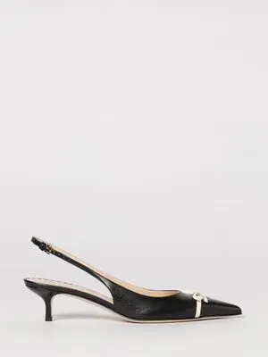Valentino Garavani Leather Slingback Shoes With Bow Detailing - Black