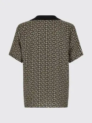 Balmain Viscose Shirt With Monogram Motif - Ivory