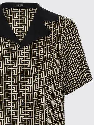 Balmain Viscose Shirt With Monogram Motif - Ivory