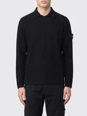 Stone Island Fine Knit Cotton Polo Shirt - Black