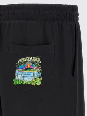 Casablanca Pure Silk Tropical Print Shorts - Black