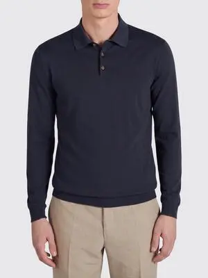 ZANONE Cotton And Silk Knit Polo Shirt - Blue