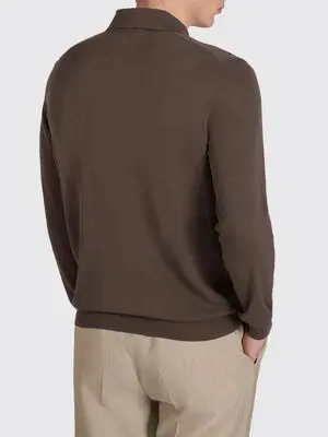 ZANONE Cotton And Silk Knit Polo Shirt - Brown