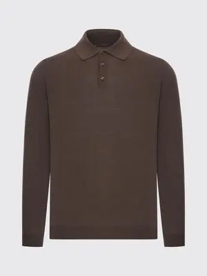 ZANONE Cotton And Silk Knit Polo Shirt - Brown