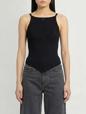 COURREGES Ribbed Tank Top - Black