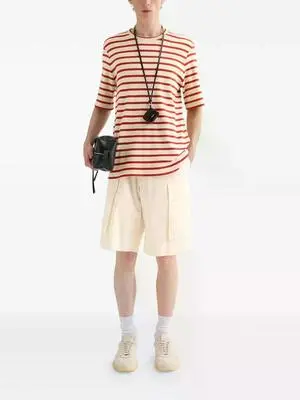 JIL SANDER Striped-pattern Logo-patch T-shirt