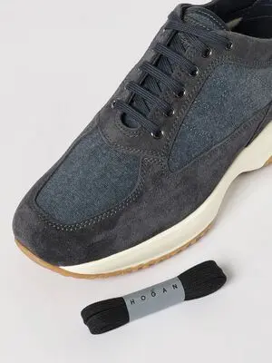 Hogan Interactive Suede And Denim Low-top Sneakers - Multicolor