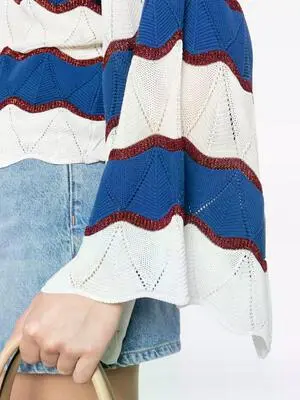 La DoubleJ Wave-pattern V-neck Sweater
