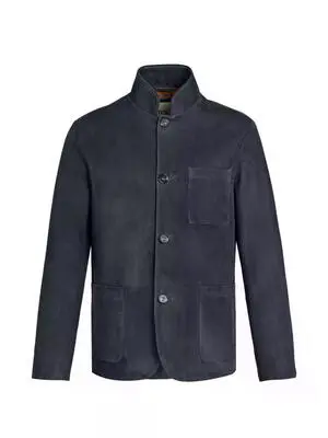 TOD'S Buttoned Suede Jacket - Blue