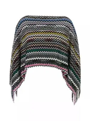 Missoni Fringe Zigzag Poncho - Black