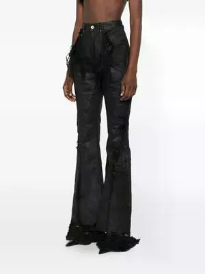 Rick Owens Frayed Bootcut Jeans