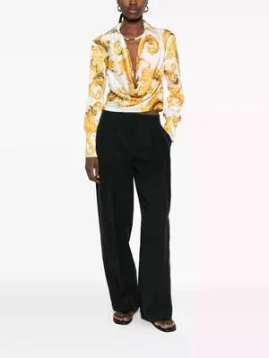 Versace Long-sleeve Baroque-print Blouse - White