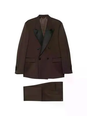 LARDINI Double-breasted Peaked-lapel Suit - Brown