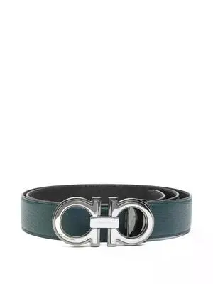 FERRAGAMO Logo Buckle Leather Belt - Blue