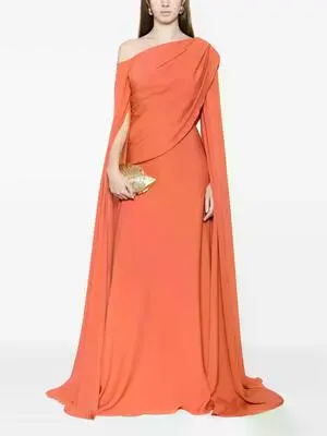 Elie Saab Draped Long-sleeve Gown