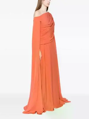 Elie Saab Draped Long-sleeve Gown