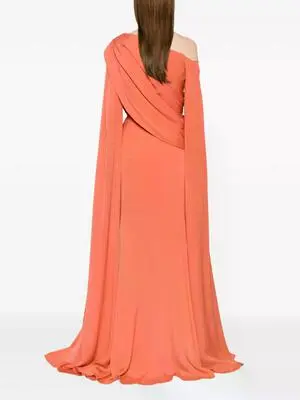 Elie Saab Draped Long-sleeve Gown