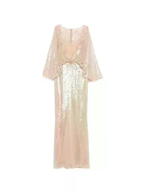 Elie Saab Lace Sequin Embellished Maxi Dress
