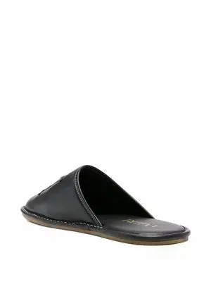 Amiri Ma Appliqué Leather Slippers - Black