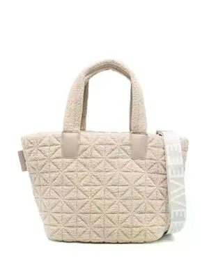 VEECOLLECTIVE Small Vee Quilted Sherpa Tote Bag - Neutrals