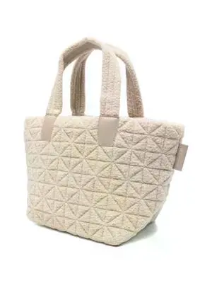 VEECOLLECTIVE Small Vee Quilted Sherpa Tote Bag - Neutrals